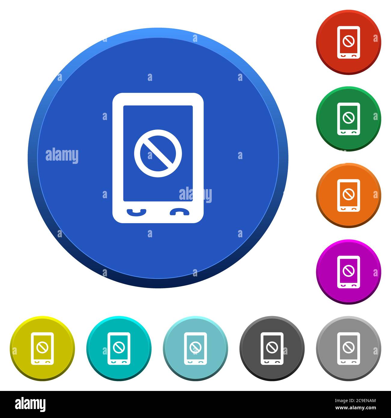 Mobile disabled round color beveled buttons with smooth surfaces and ...