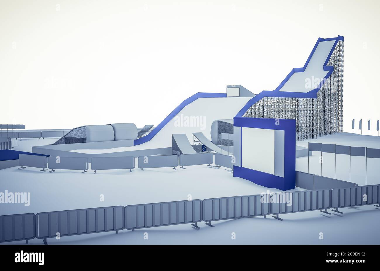 3d illustration of a Snowboard and freestyle Ramp Stock Photo - Alamy