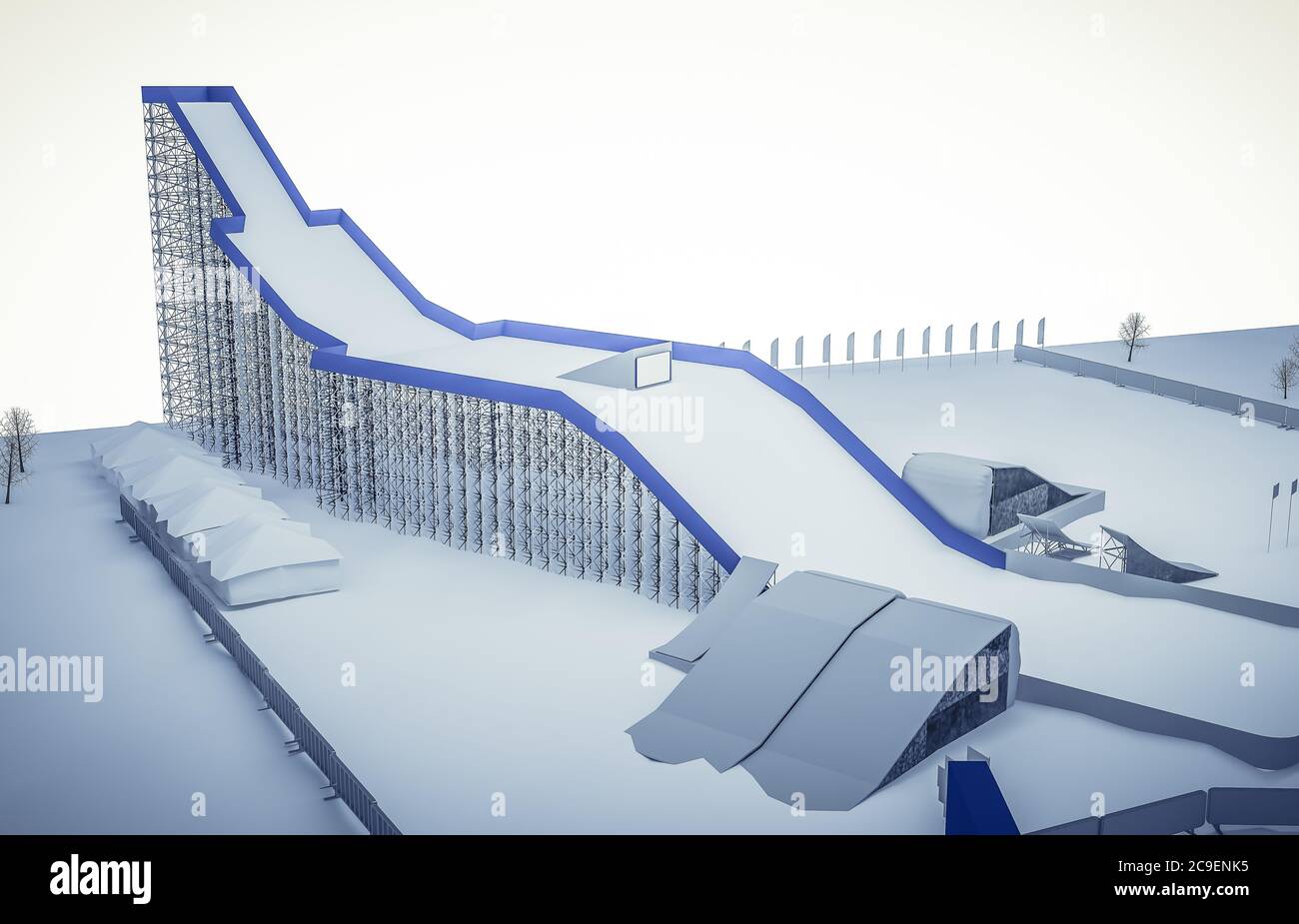 3d illustration of a Snowboard and freestyle Ramp Stock Photo - Alamy