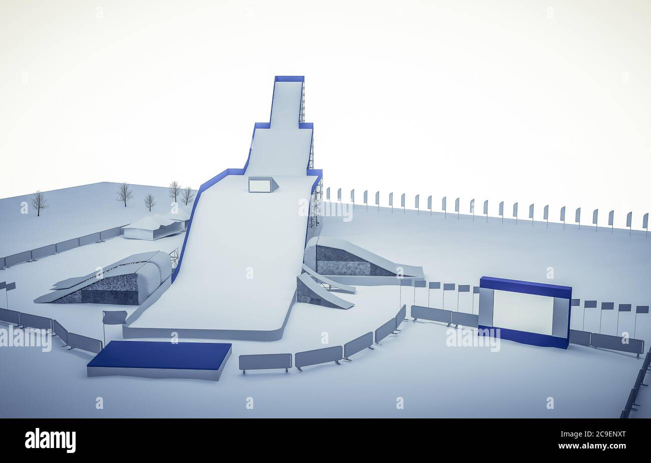 3d illustration of a Snowboard and freestyle Ramp Stock Photo - Alamy