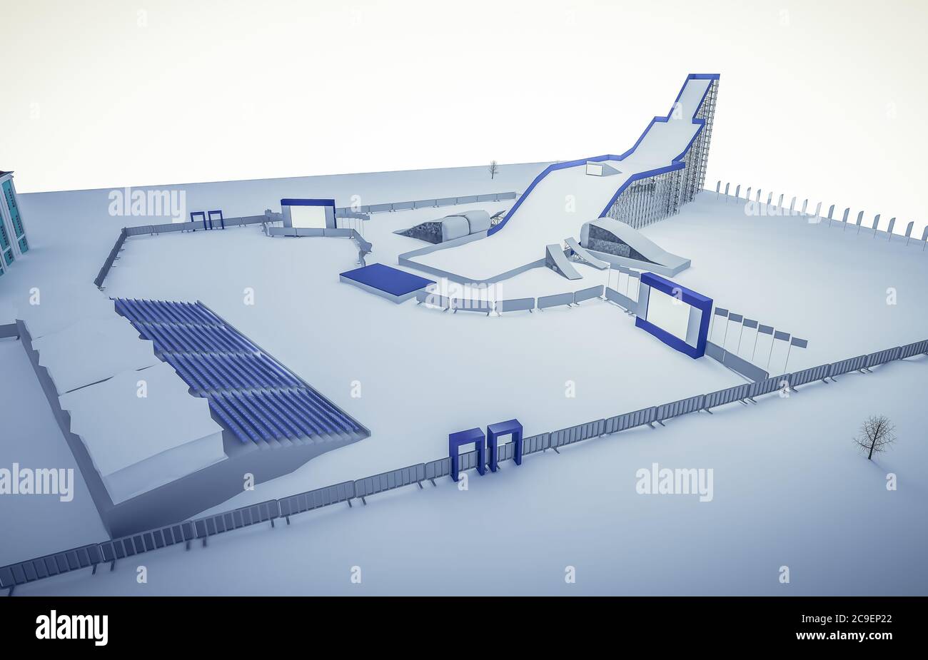 3d illustration of a Snowboard and freestyle Ramp Stock Photo - Alamy