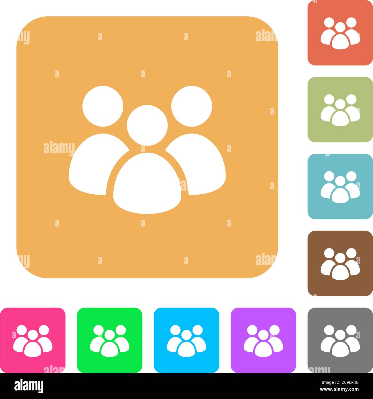 Team flat icons on rounded square vivid color backgrounds Stock Vector ...