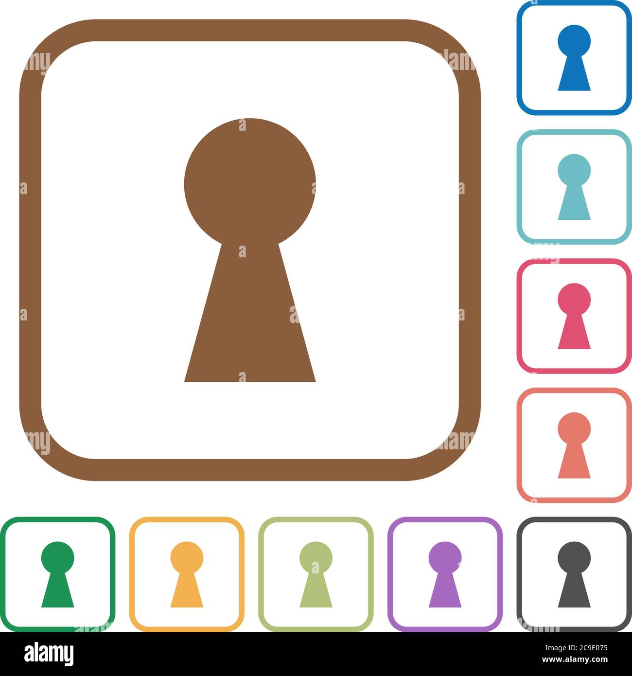 Keyhole simple icons in color rounded square frames on white background Stock Vector Image & Art ...
