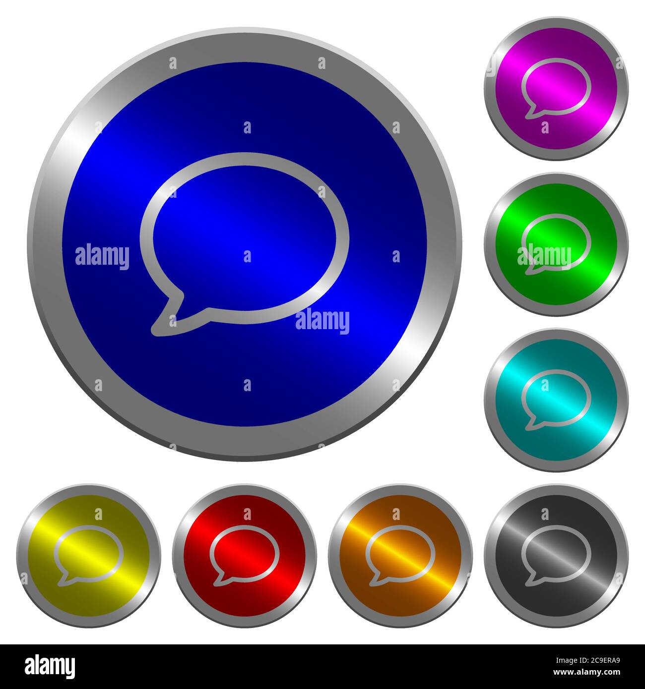 Empty comment bubble icons on round luminous coin-like color steel buttons Stock Vector Image ...