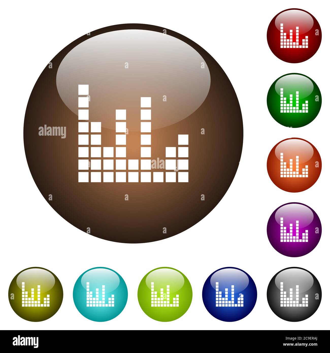 Sound bars white icons on round color glass buttons Stock Vector Image ...