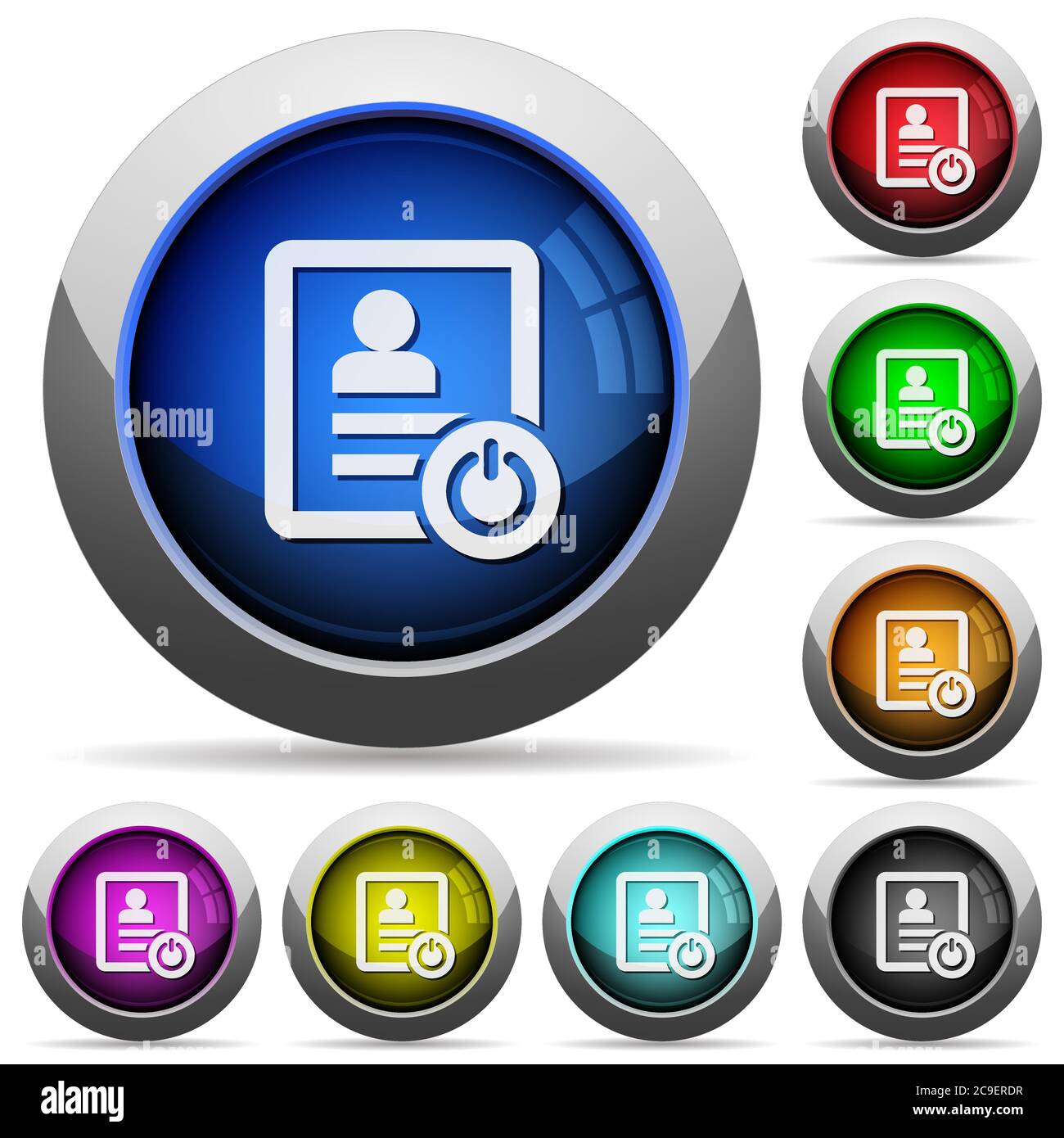 Exit from contact list icons in round glossy buttons with steel frames ...