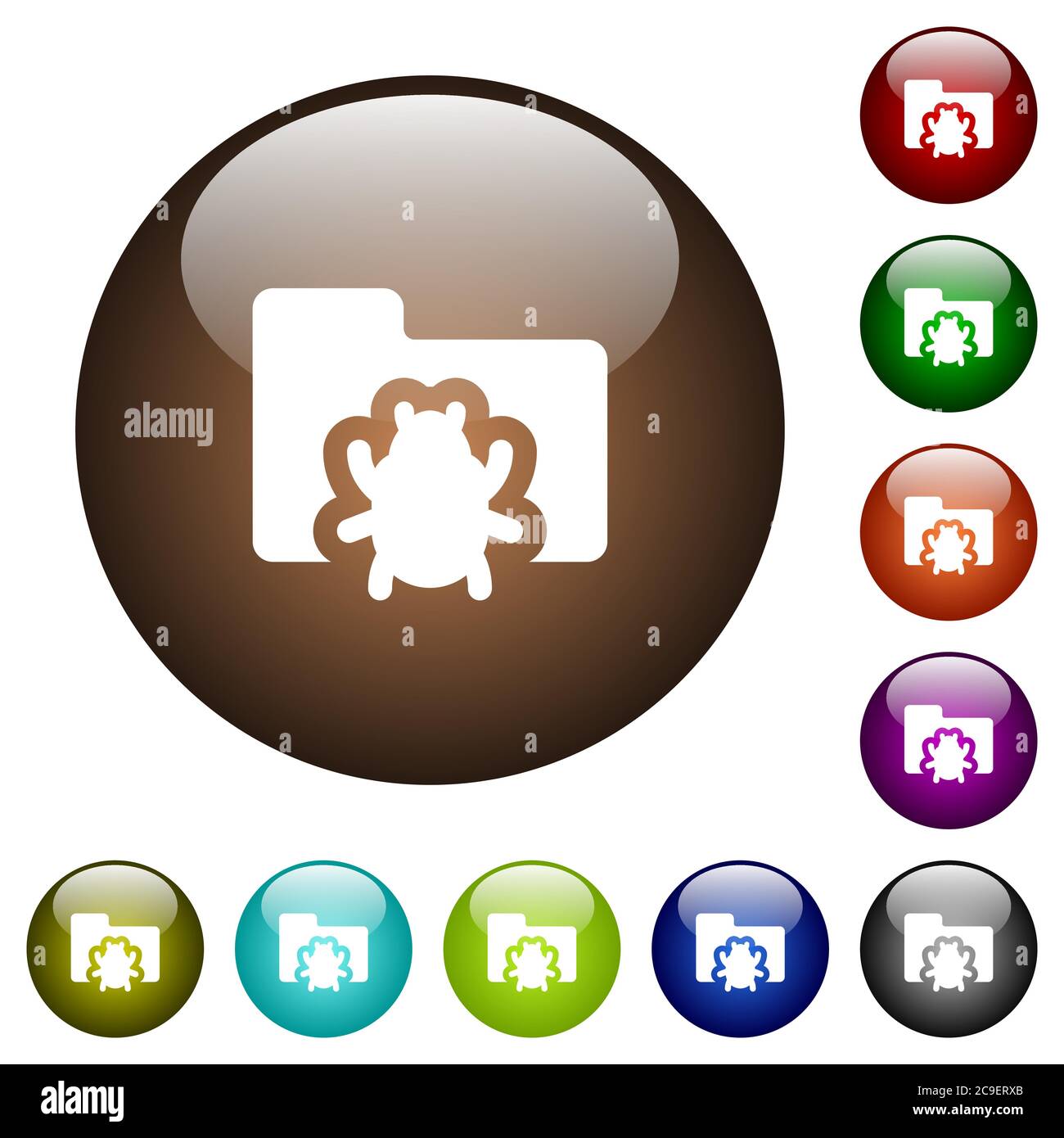 Bug folder white icons on round color glass buttons Stock Vector Image ...