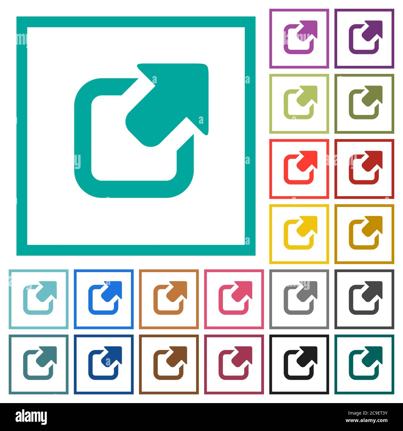 Export symbol with upper right arrow flat color icons with quadrant ...