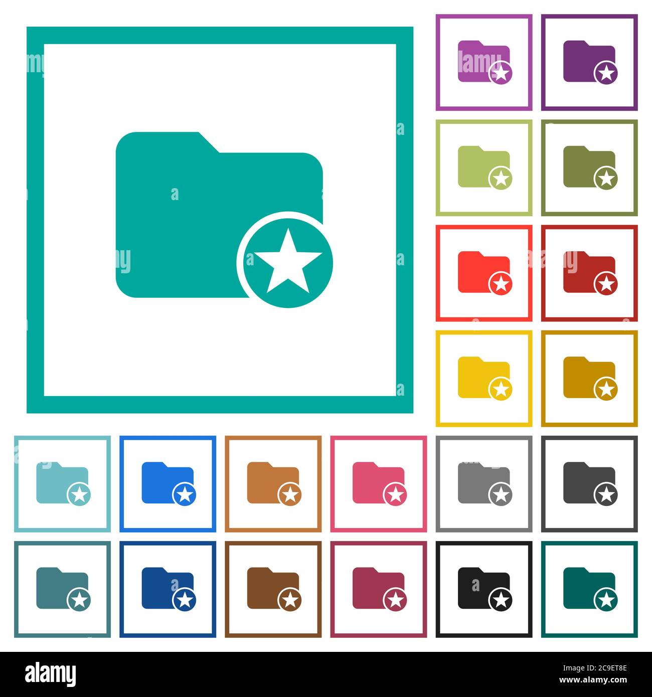 Rank directory flat color icons with quadrant frames on white ...