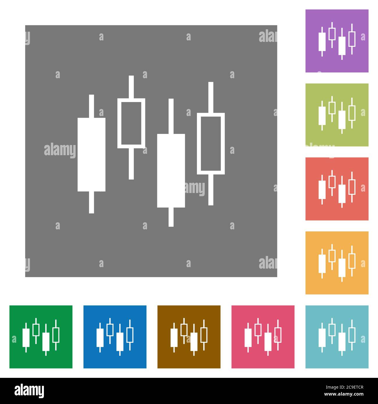 Candlestick chart flat icons on simple color square backgrounds Stock ... Candlestick chart flat icons on simple color square backgrounds Stock ...