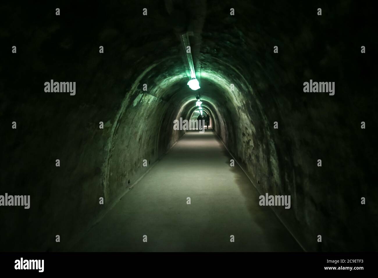 Old concrete tunnel with fluorescent lights Stock Photo - Alamy