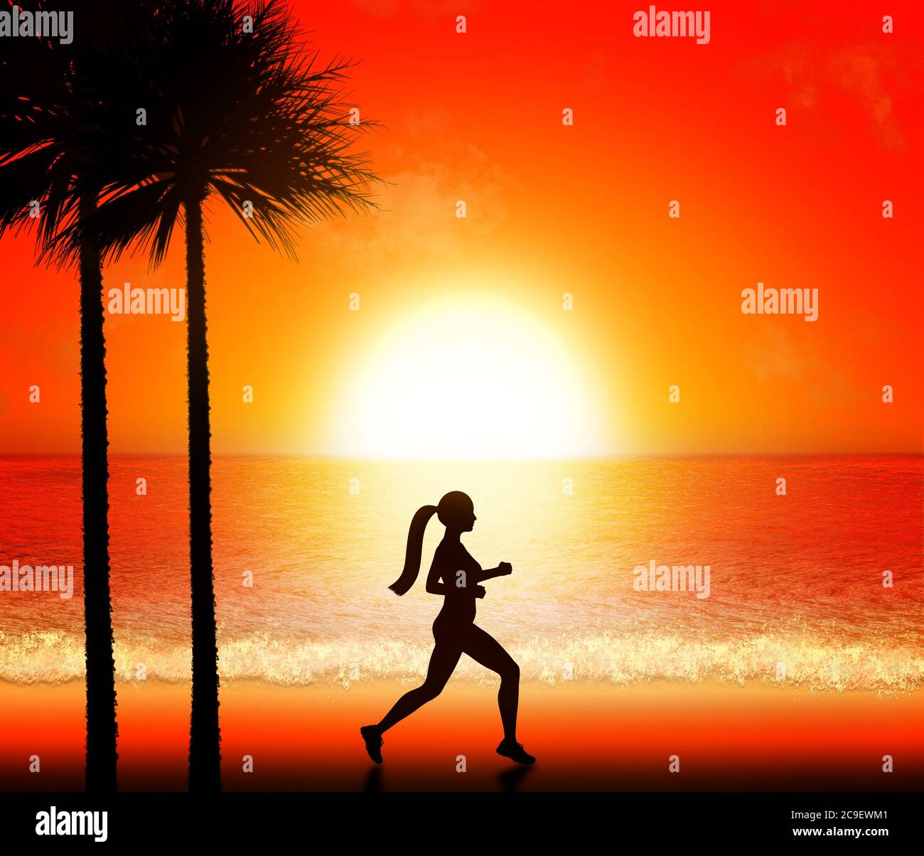 Woman jogging silhouette hi-res stock photography and images - Alamy