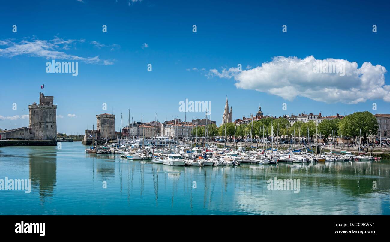 Old harbor of La Rochelle, Nouvelle Aquitaine, France. sunny day Stock ...