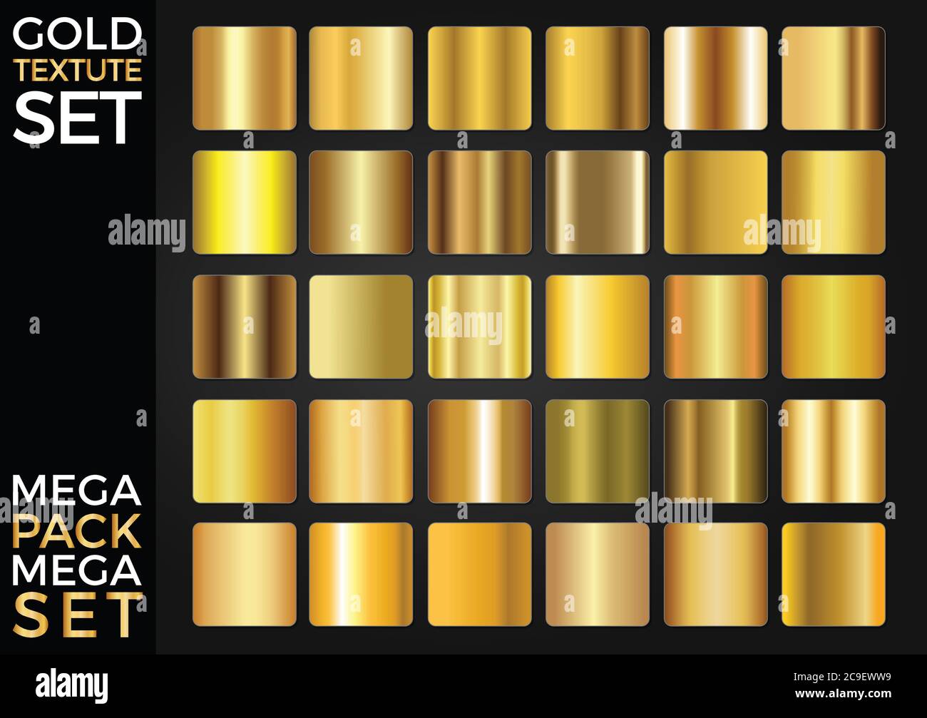 Vector Set of Gold Gradients, Golden Squares Collection, Textures Group ...