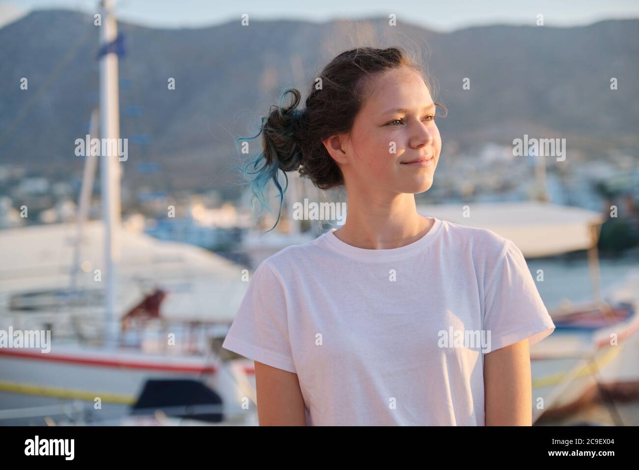 Portrait of teenage girl 15 years old, happy smiling teenager Stock ...