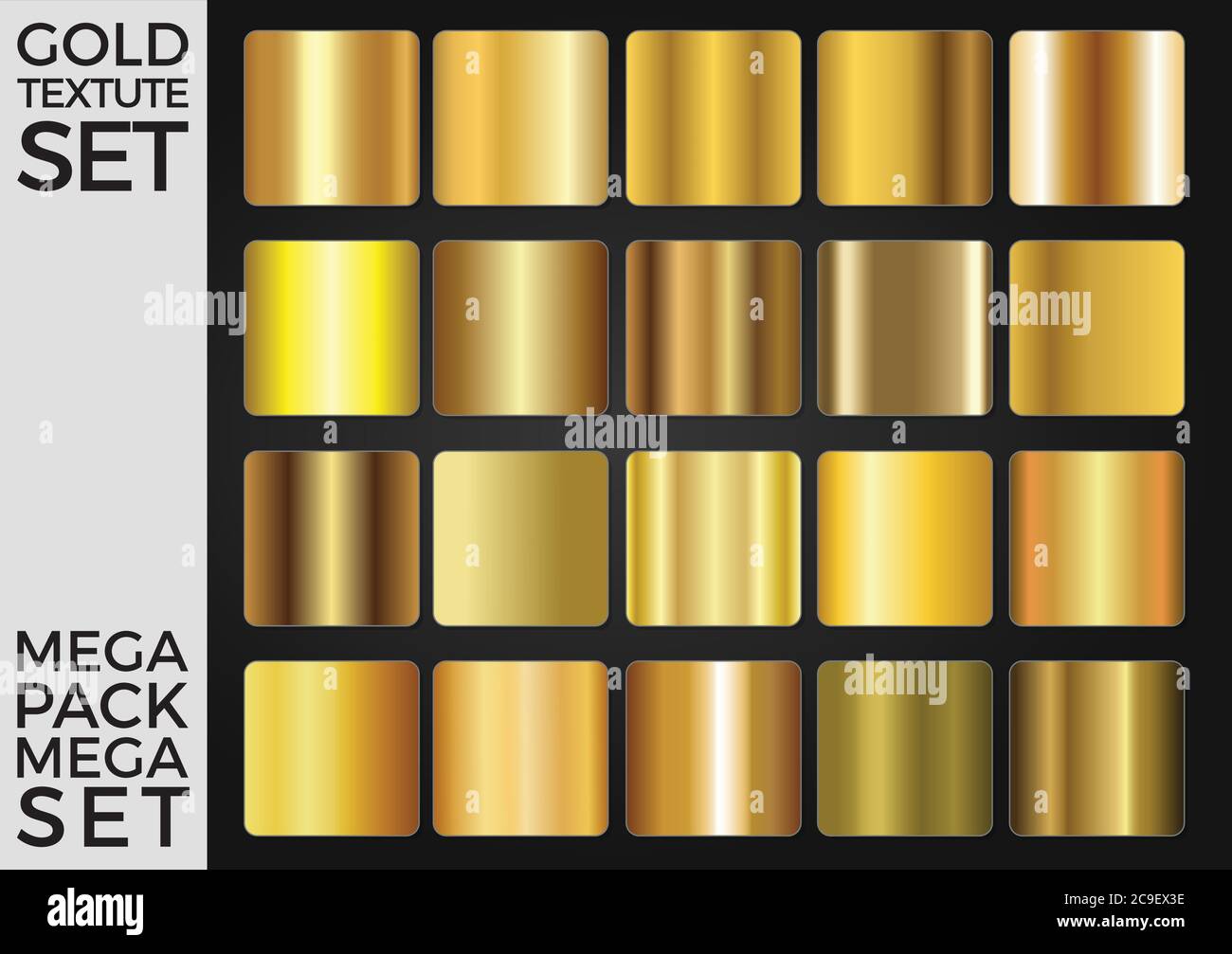Vector Set of Gold Gradients, Golden Squares Collection, Textures Group Eps 10 Stock Vector ...