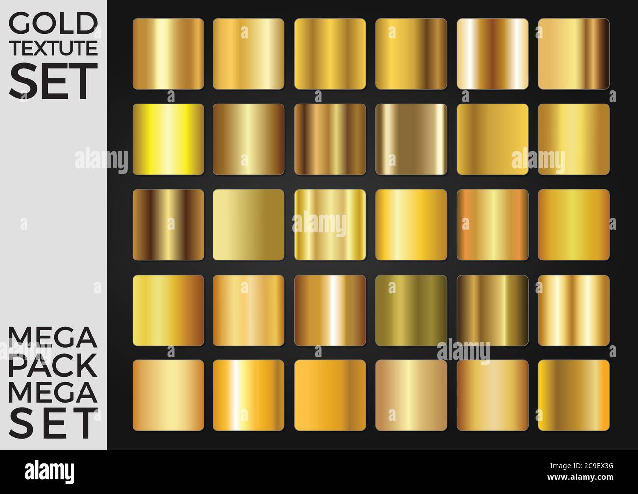 Vector Set of Gold Gradients, Golden Squares Collection, Textures Group ...