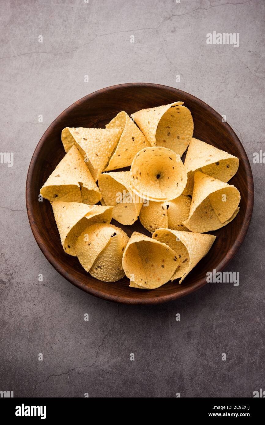 Capad Cones or Papadum in Cone shape, Traditional indian side dish ...