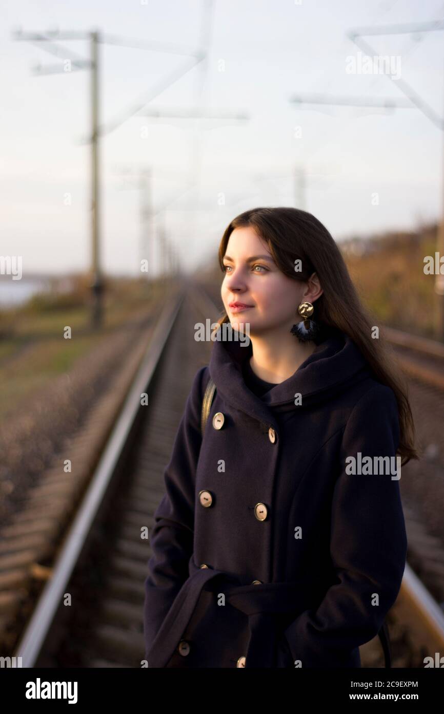 Girl on railway line hi-res stock photography and images - Alamy