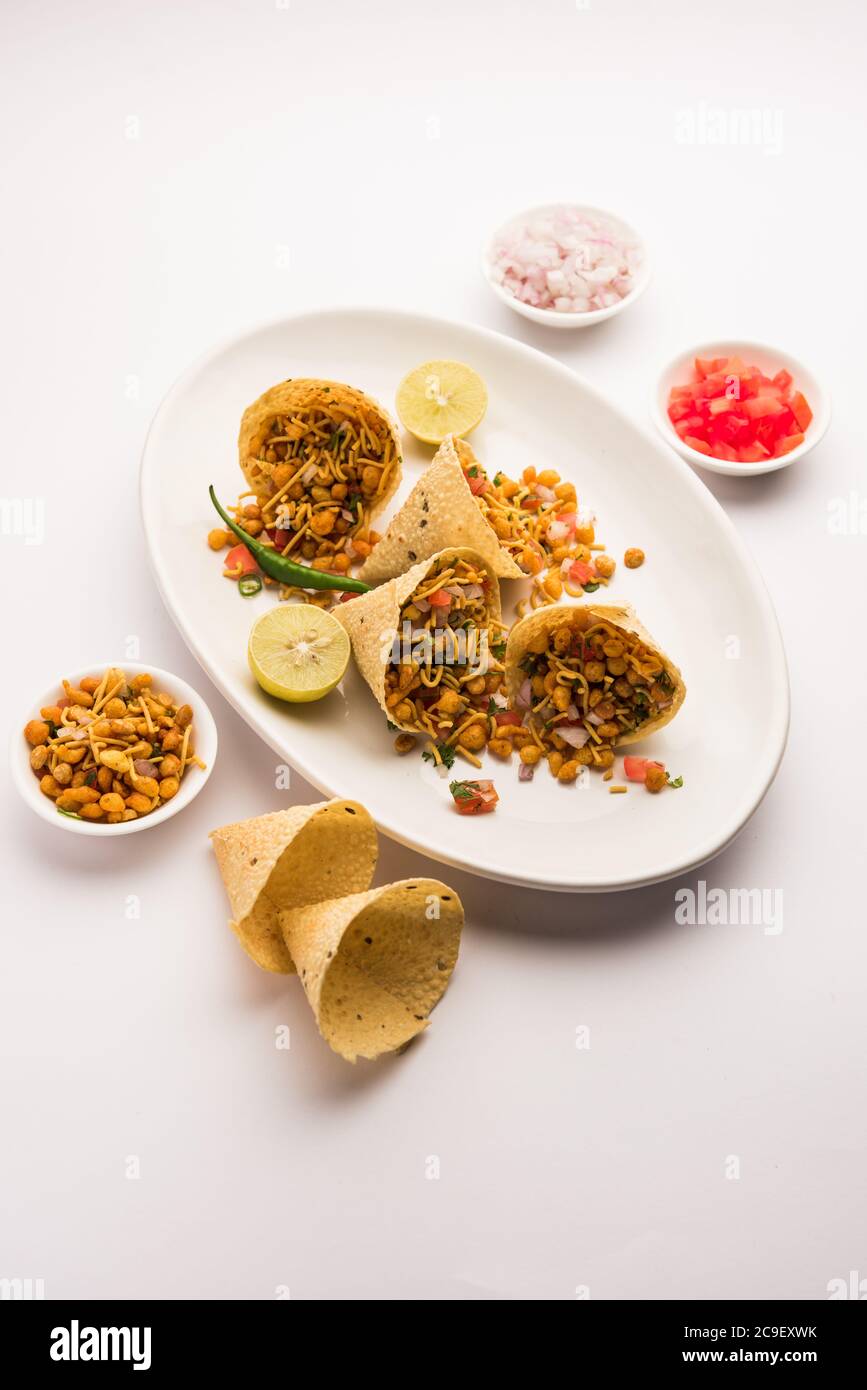 Chatpata Papad Cone chat or chaat is a quick and simple Indian Tea time ...