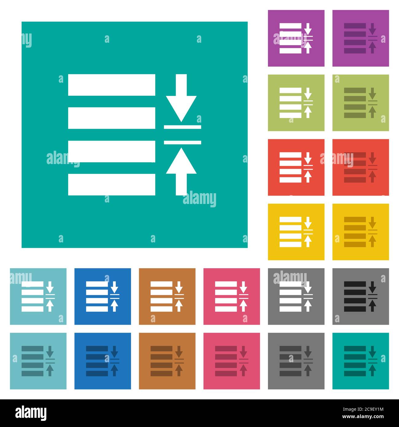 Adjust line spacing multi colored flat icons on plain square ...