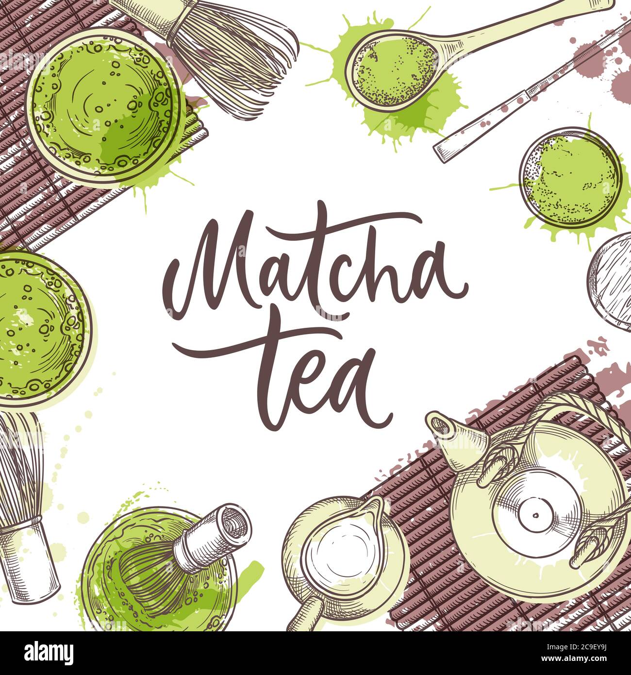 Organic matcha japanese tea Stock Vector Images - Alamy