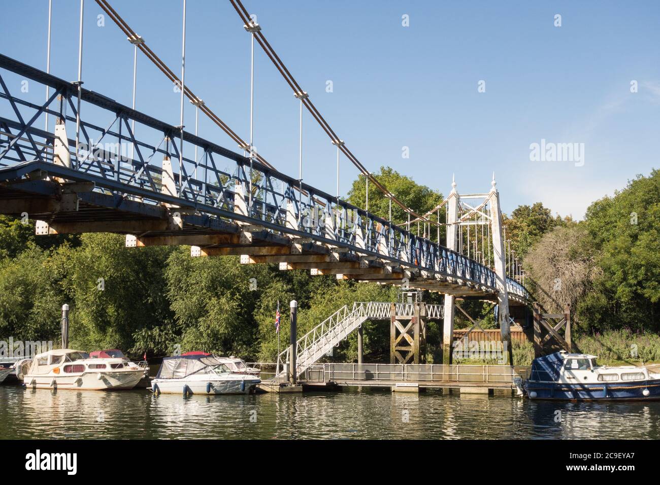 En empty Teddington Lock Footbridge on the River Thames, Teddington ...