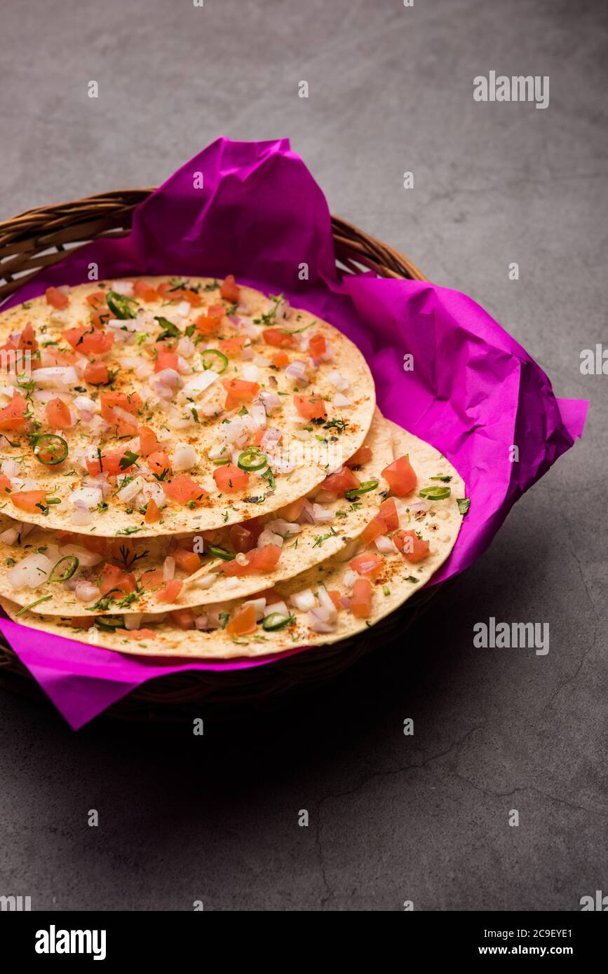 Masala Papad or papadum is a delicious Indian snack made using roasted ...