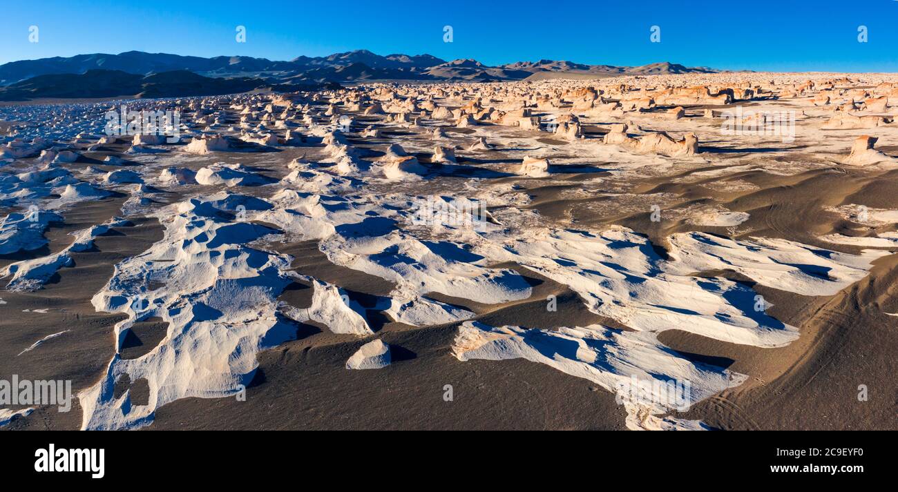 Eroded landscape, Aerial View, Campos de Piedra Pomez, El Peñón village ...