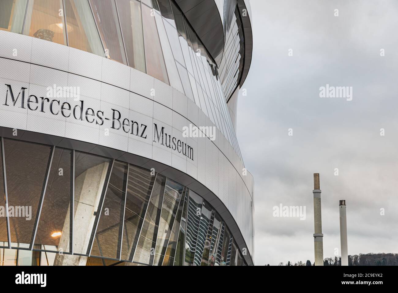 Mercedes Benz logo on modern building facade. Mercedes Benz brand ...
