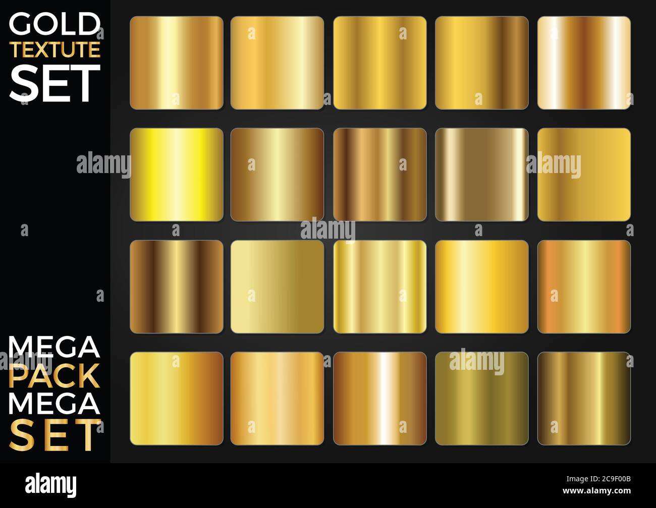 Vector Set of Gold Gradients, Golden Squares Collection, Textures Group ...