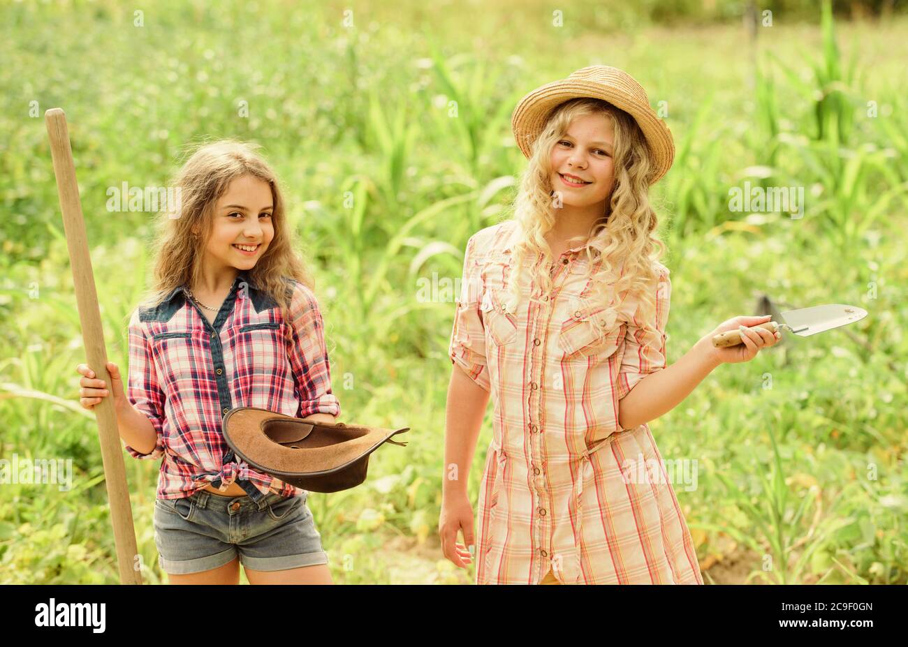 Skillful gardeners. happy farming. spring country side. earth day ...