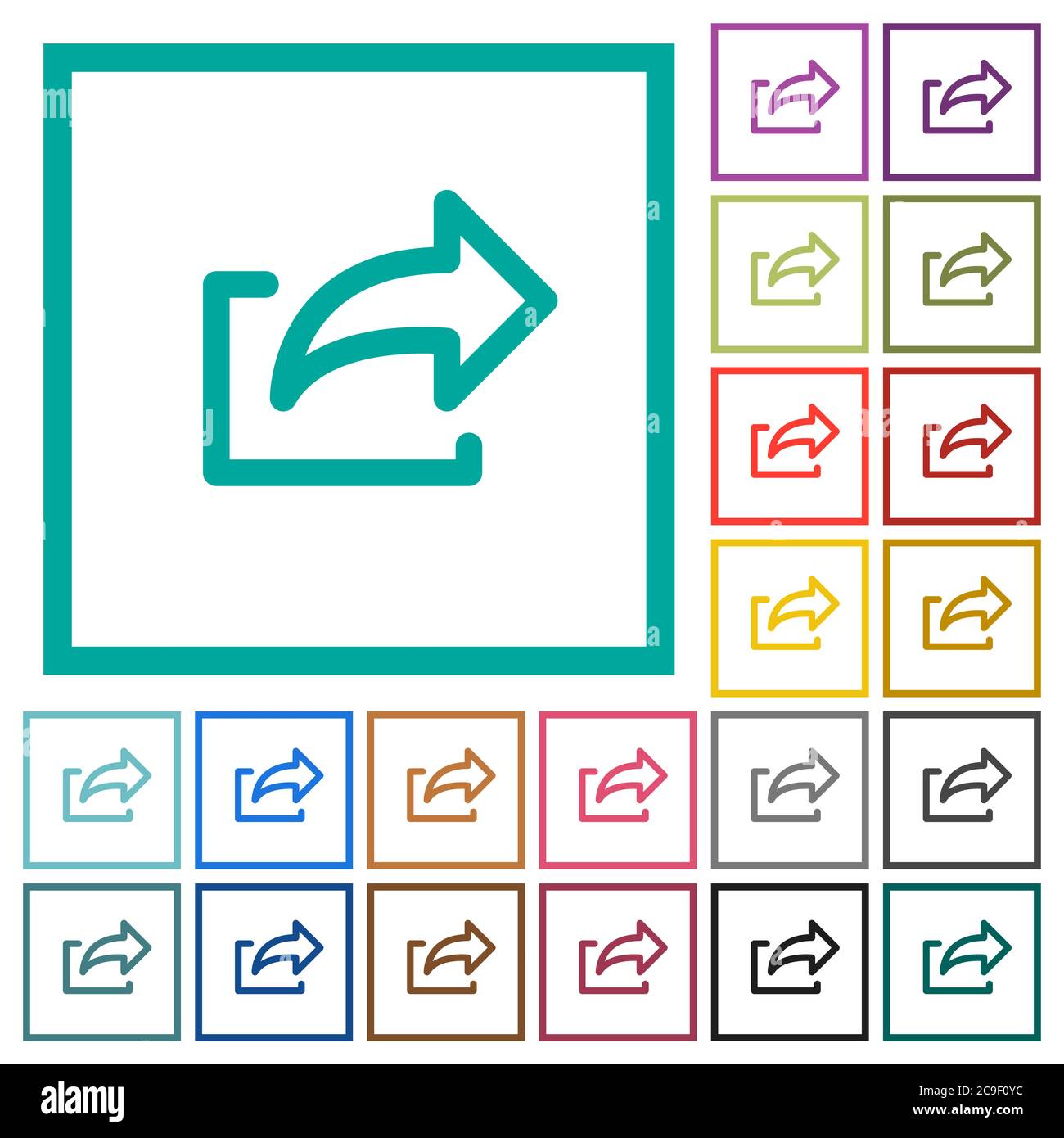 Export symbol flat color icons with quadrant frames on white background ...