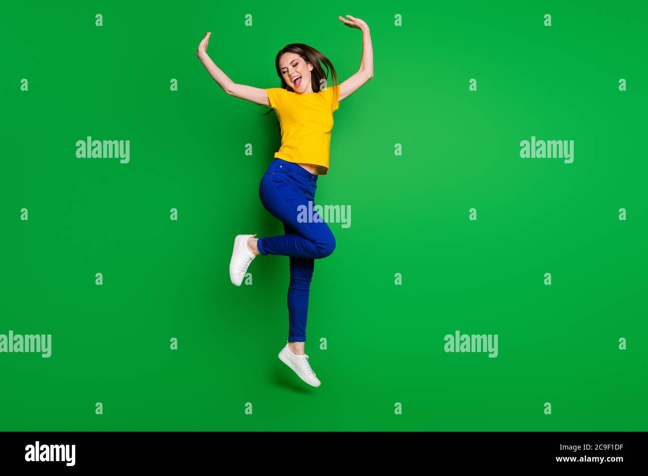 Full length body size view of her she nice attractive lovely dreamy ...