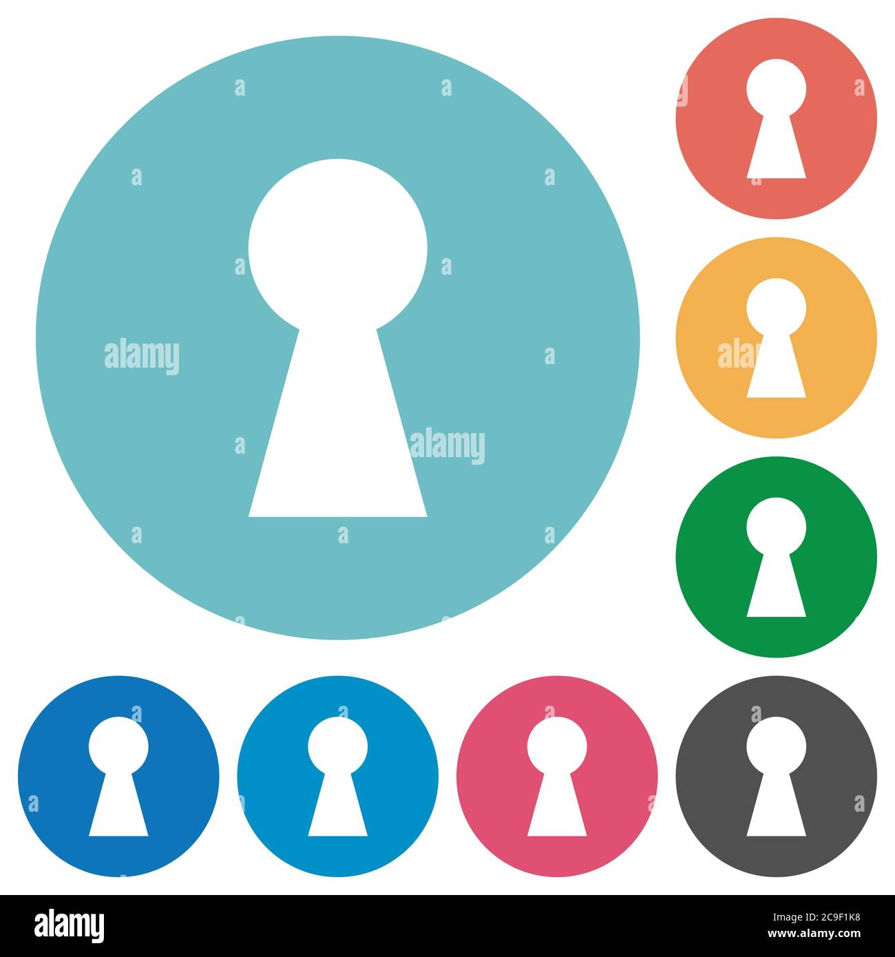 Keyhole flat white icons on round color backgrounds Stock Vector Image ...