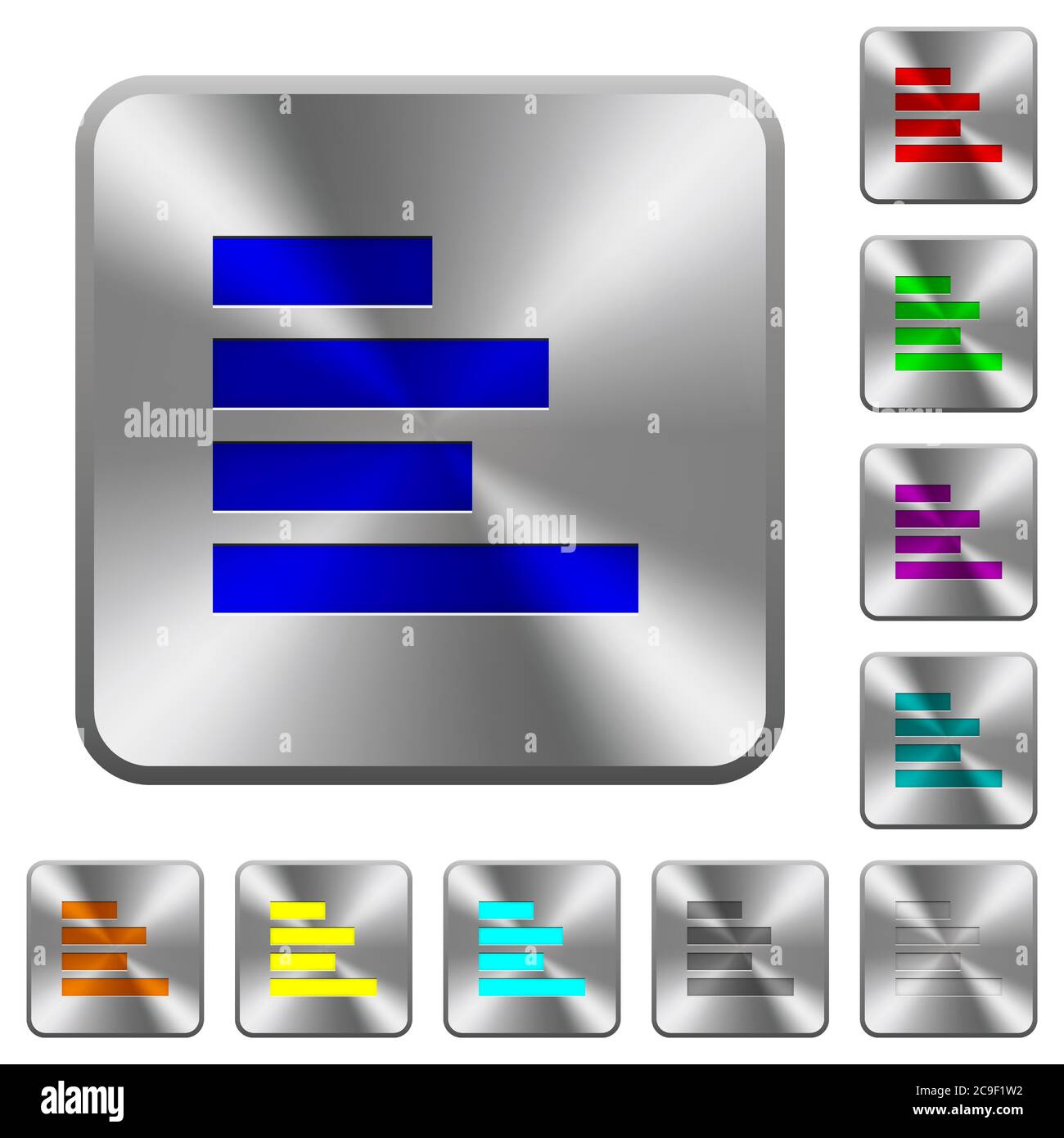 Text align left engraved icons on rounded square glossy steel buttons Stock Vector Image & Art ...