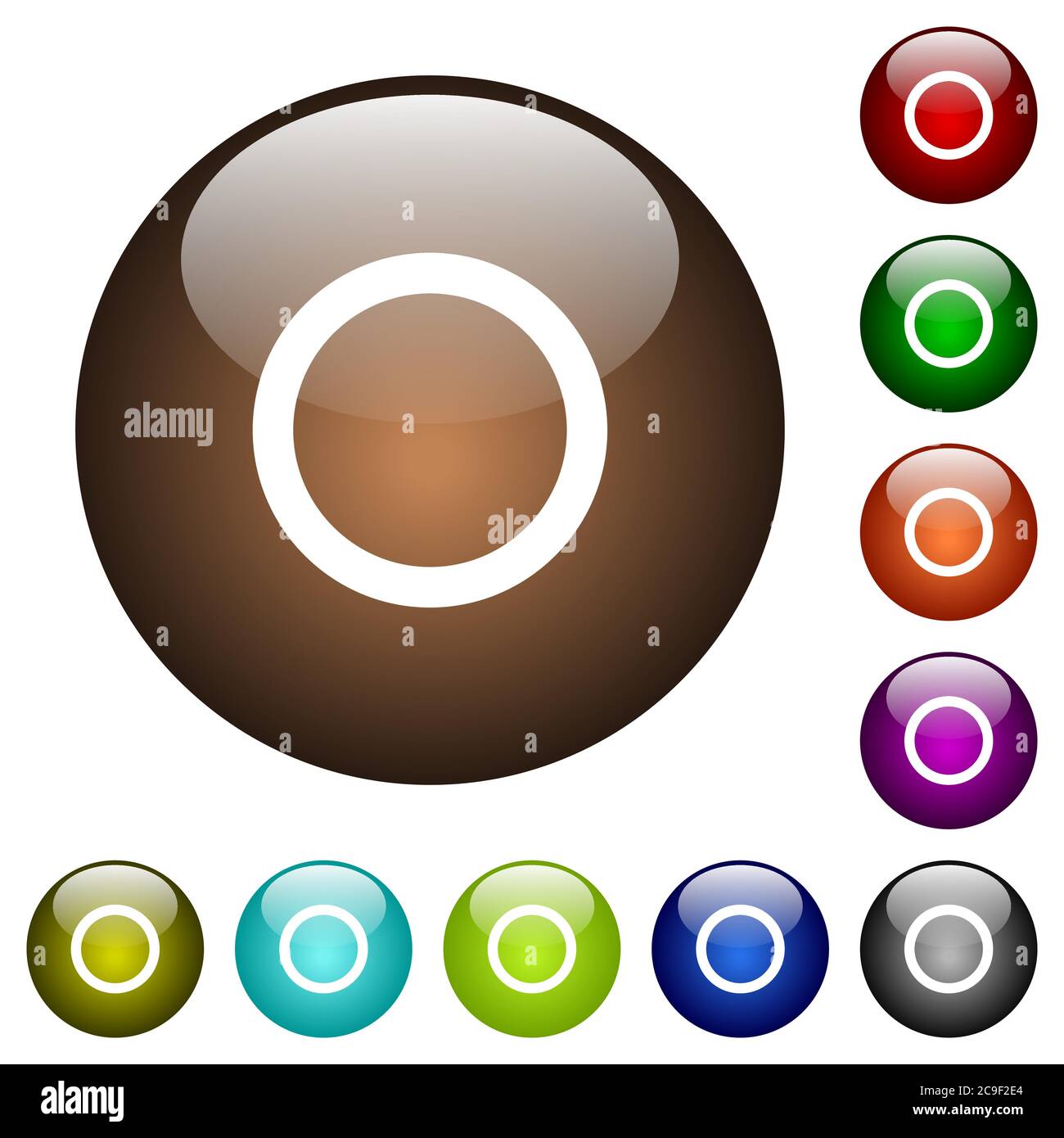 Media record white icons on round color glass buttons Stock Vector ...