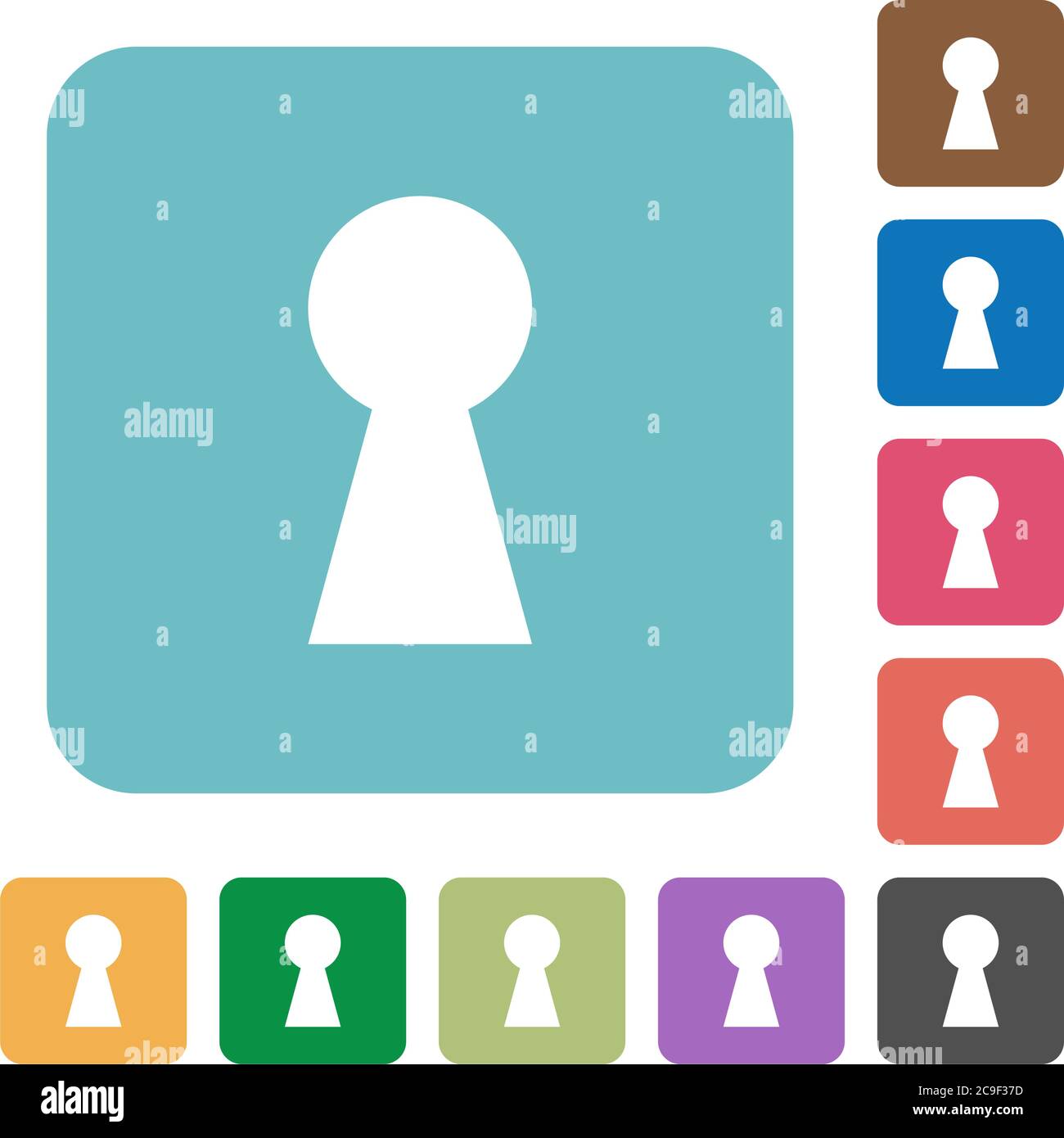Keyhole white flat icons on color rounded square backgrounds Stock ...