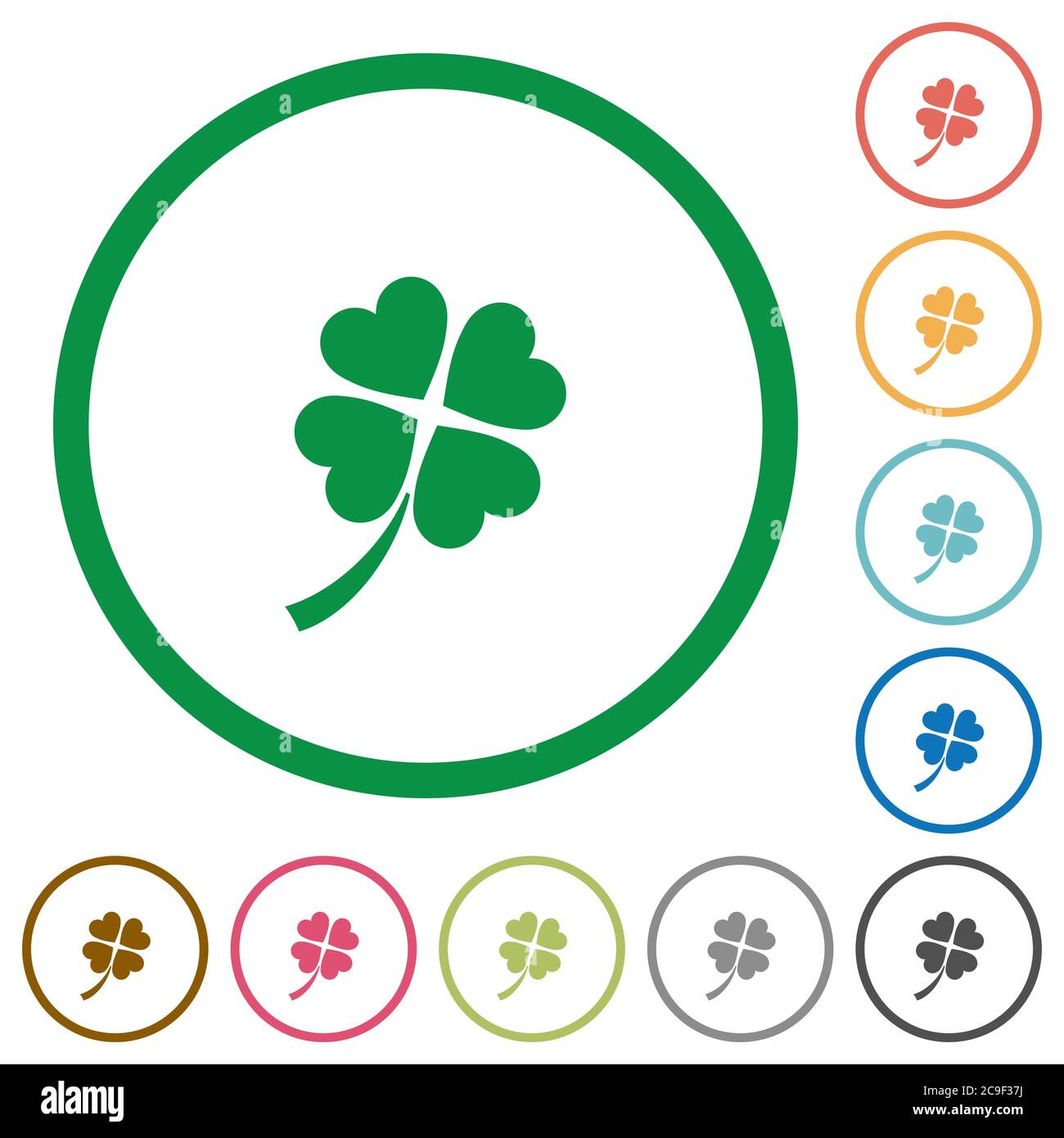 Four leaf clover flat color icons in round outlines on white background Stock Vector Image & Art ...