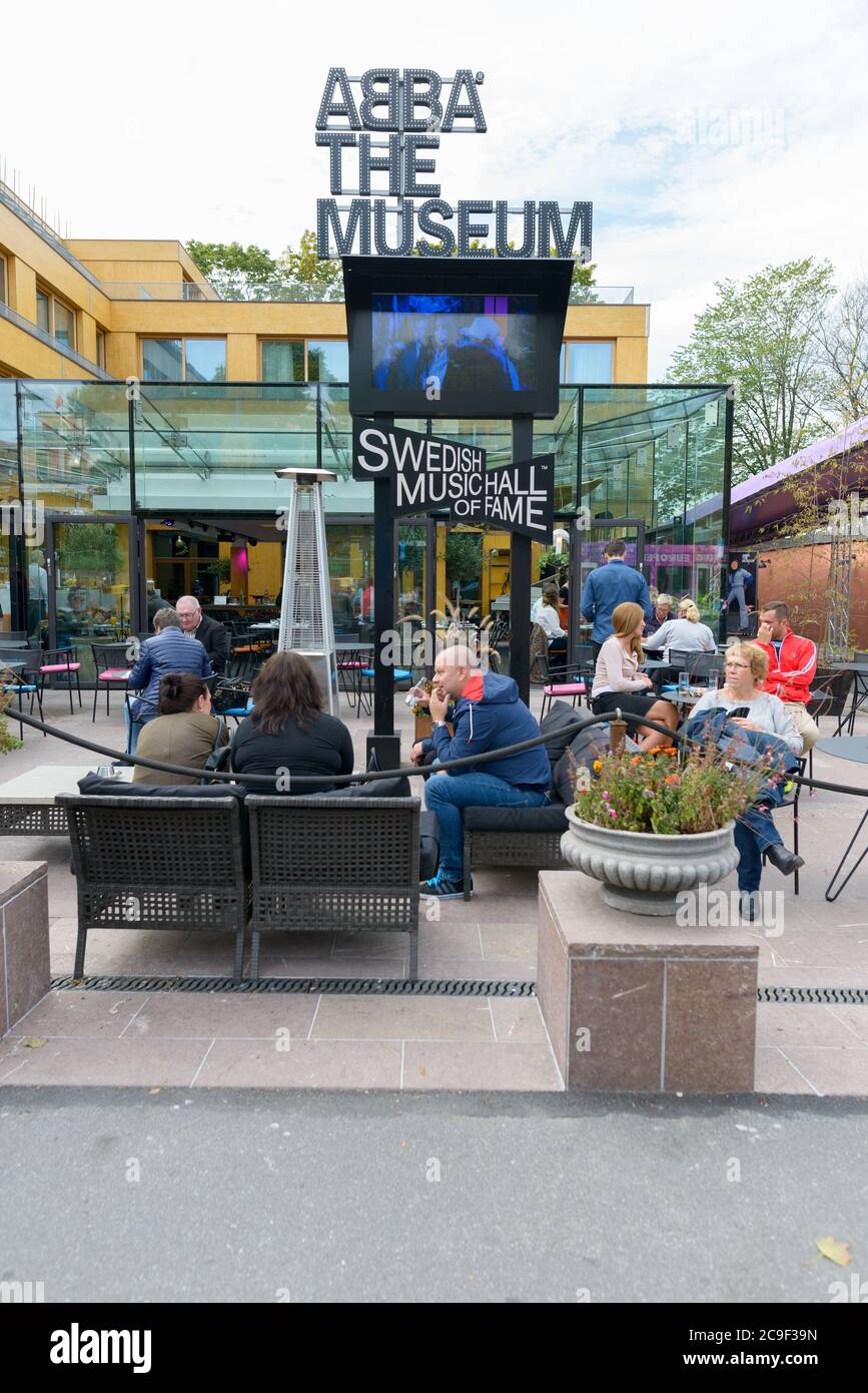 Tourist people sitting outside of famous Swedish pop band ABBA The ...