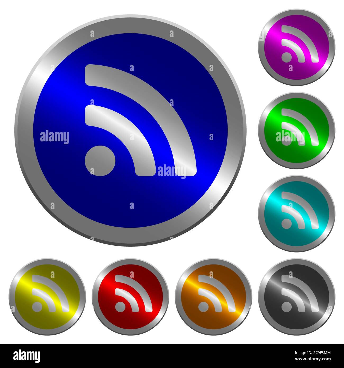 Radio signal icons on round luminous coin-like color steel buttons Stock Vector Image & Art - Alamy