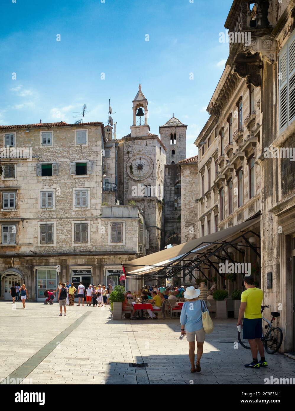 Split, Dalmatian Coast, Croatia. People's Square. The Clock Tower in ...
