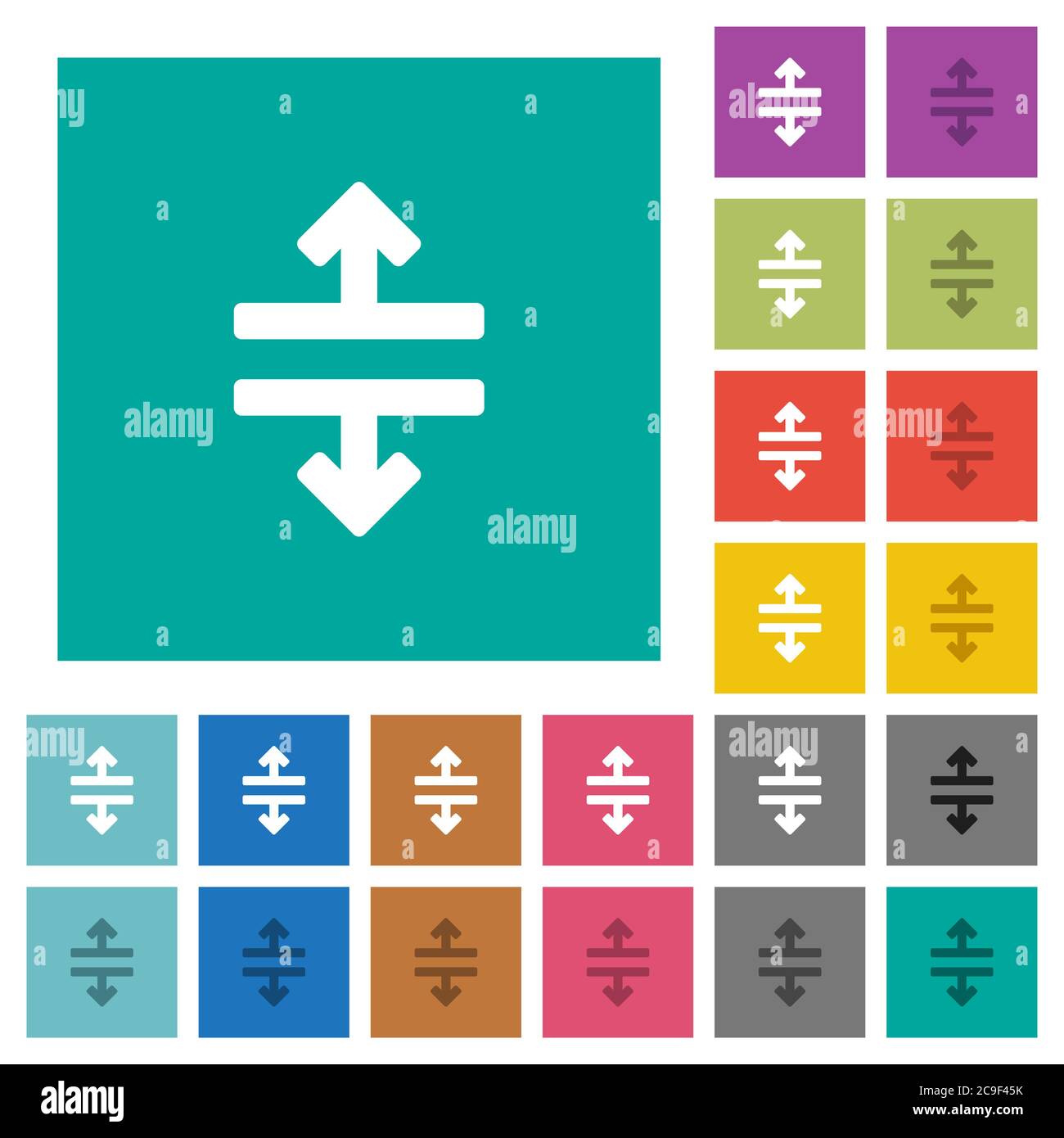 Horizontal split tool multi colored flat icons on plain square ...