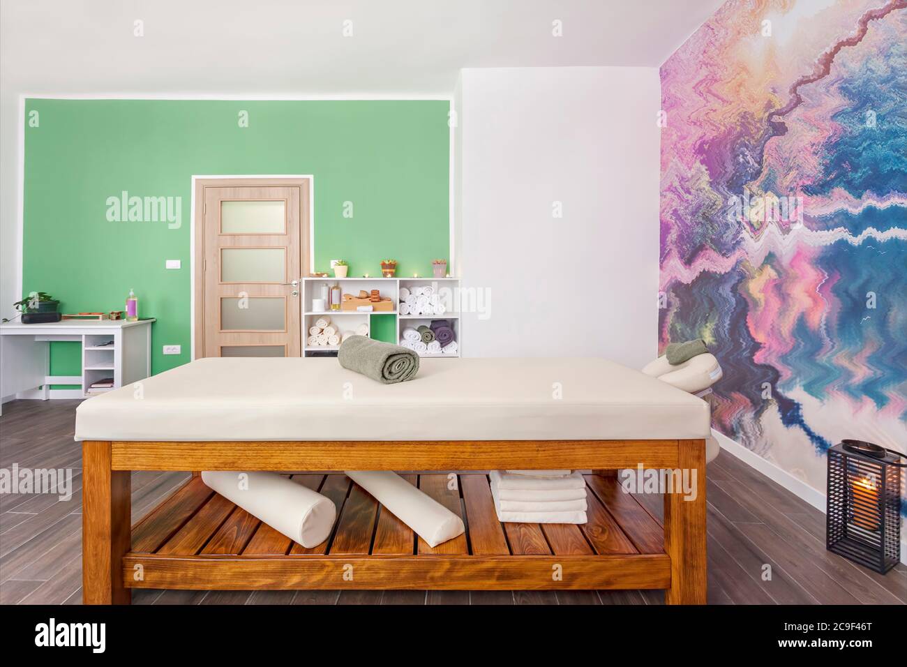 Massage room interior in the wellness center. A place for relaxation in ...