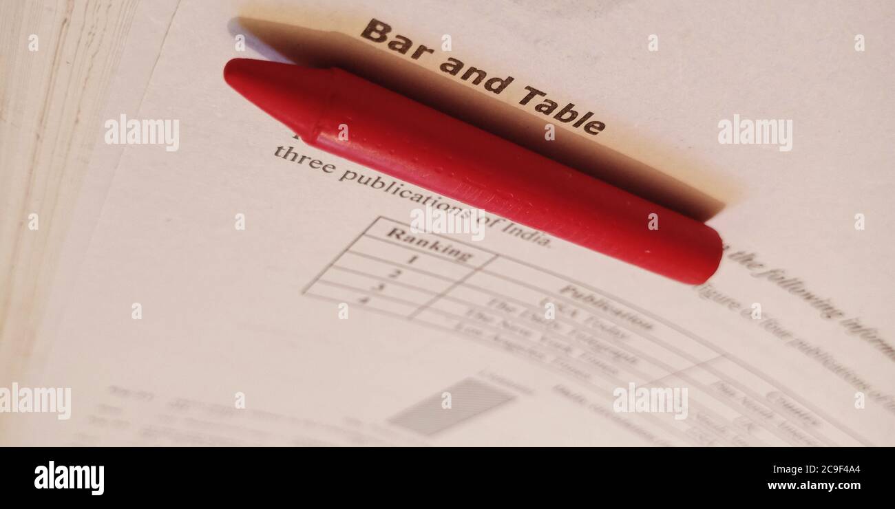 Bar and table mathematical terminology presented on book text ...
