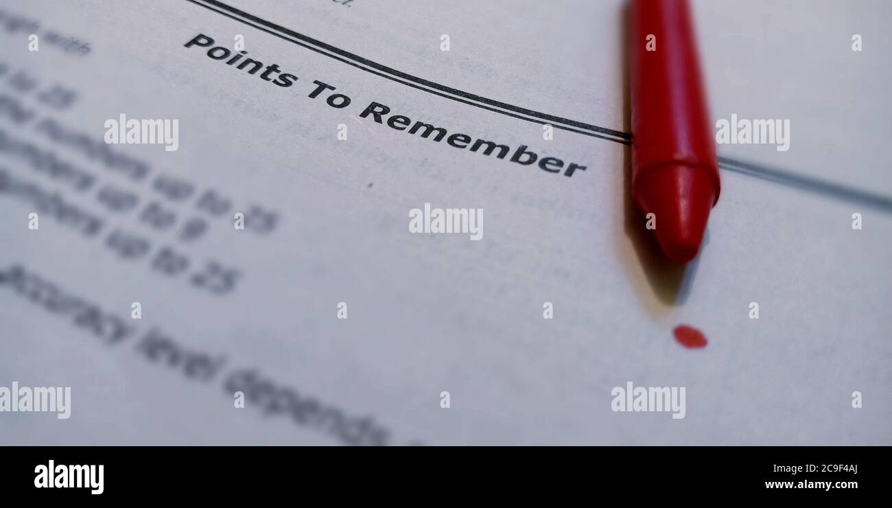 Point to remember learning terminology presented on book text ...