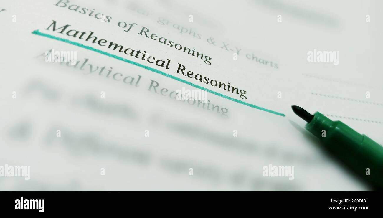 Reasoning mathematical terminology presented on book text highlighted ...