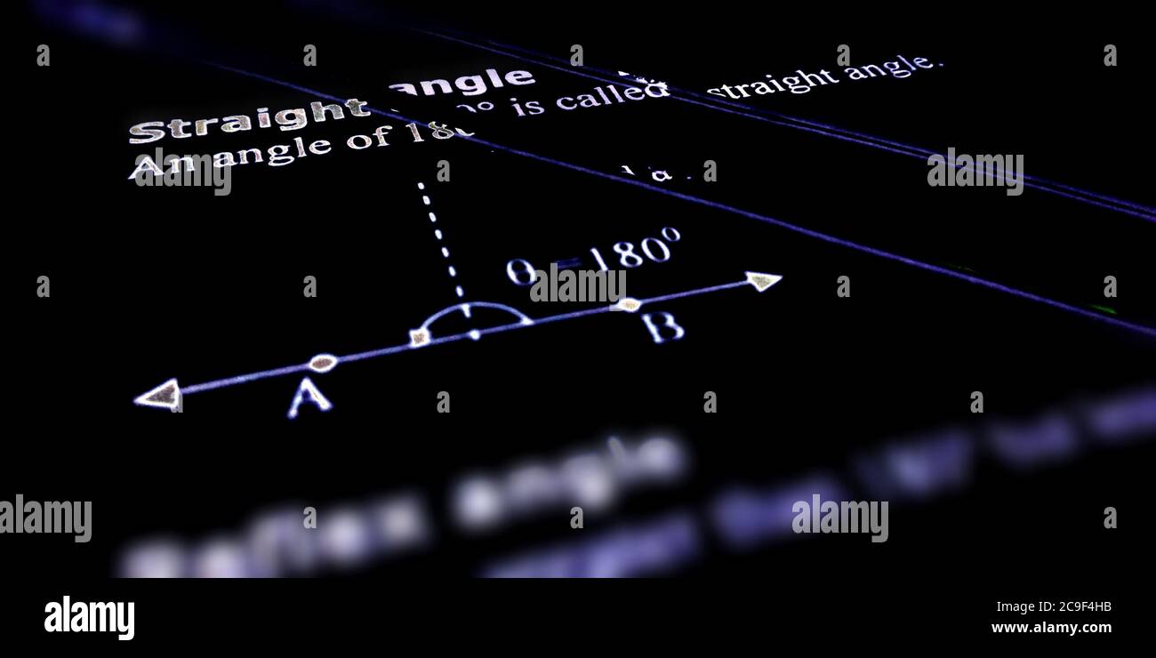 trigonometry straight angle maths educational text displayed on paper ...