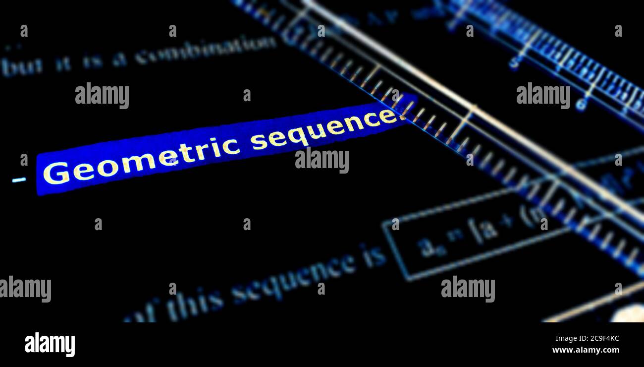 Geometric Sequence mathematical terminology presented on book text ...