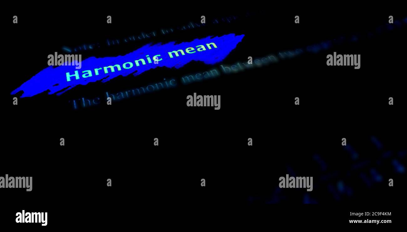 Harmonic mean mathematical terminology presented on book text ...